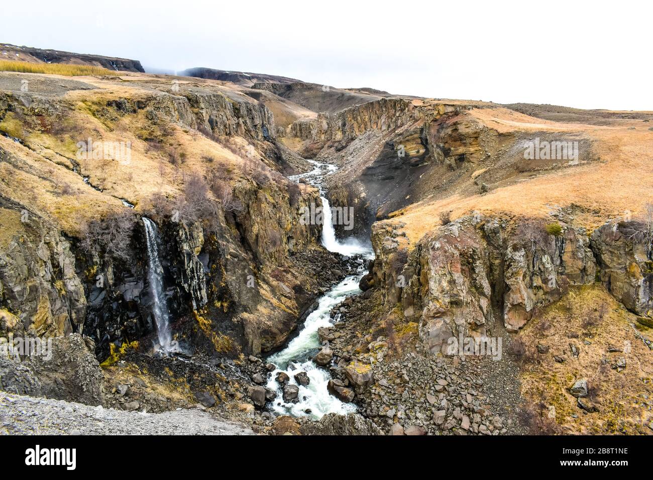 The hike to Hengifoss Stock Photo - Alamy