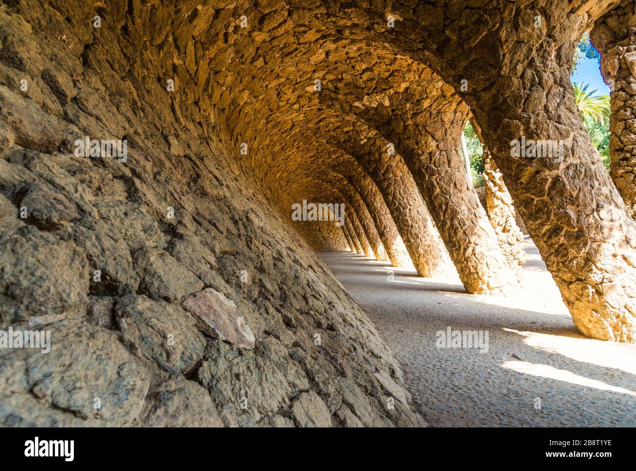 Traditional colorful Barcelona architecture in Park Guell Stock Photo ...