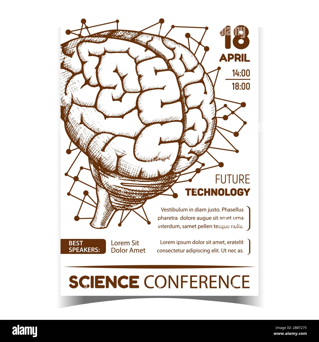 Science Conference Promo Advertising Poster Vector Stock Vector Image ...