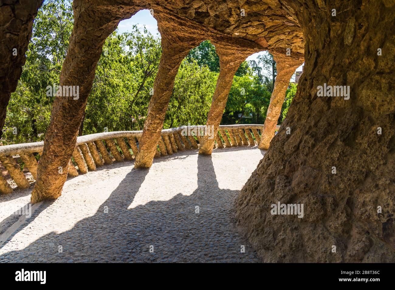 Traditional colorful Barcelona architecture in Park Guell Stock Photo ...
