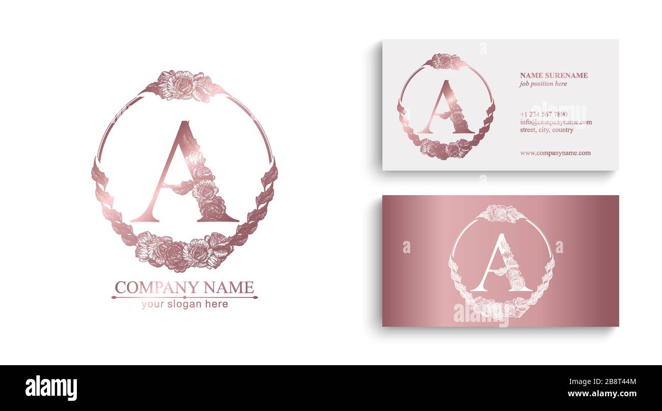 Letter A logo or monogram. For your business. Vector sign. Floral style ...