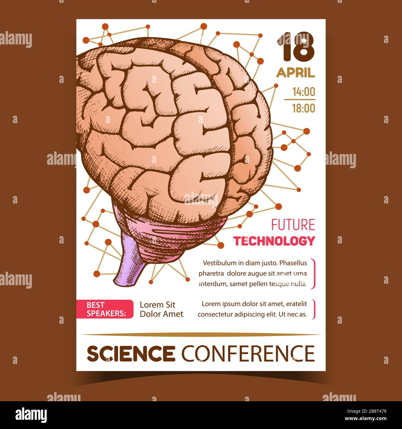 Science Conference Promo Advertising Poster Vector Stock Vector Image ...