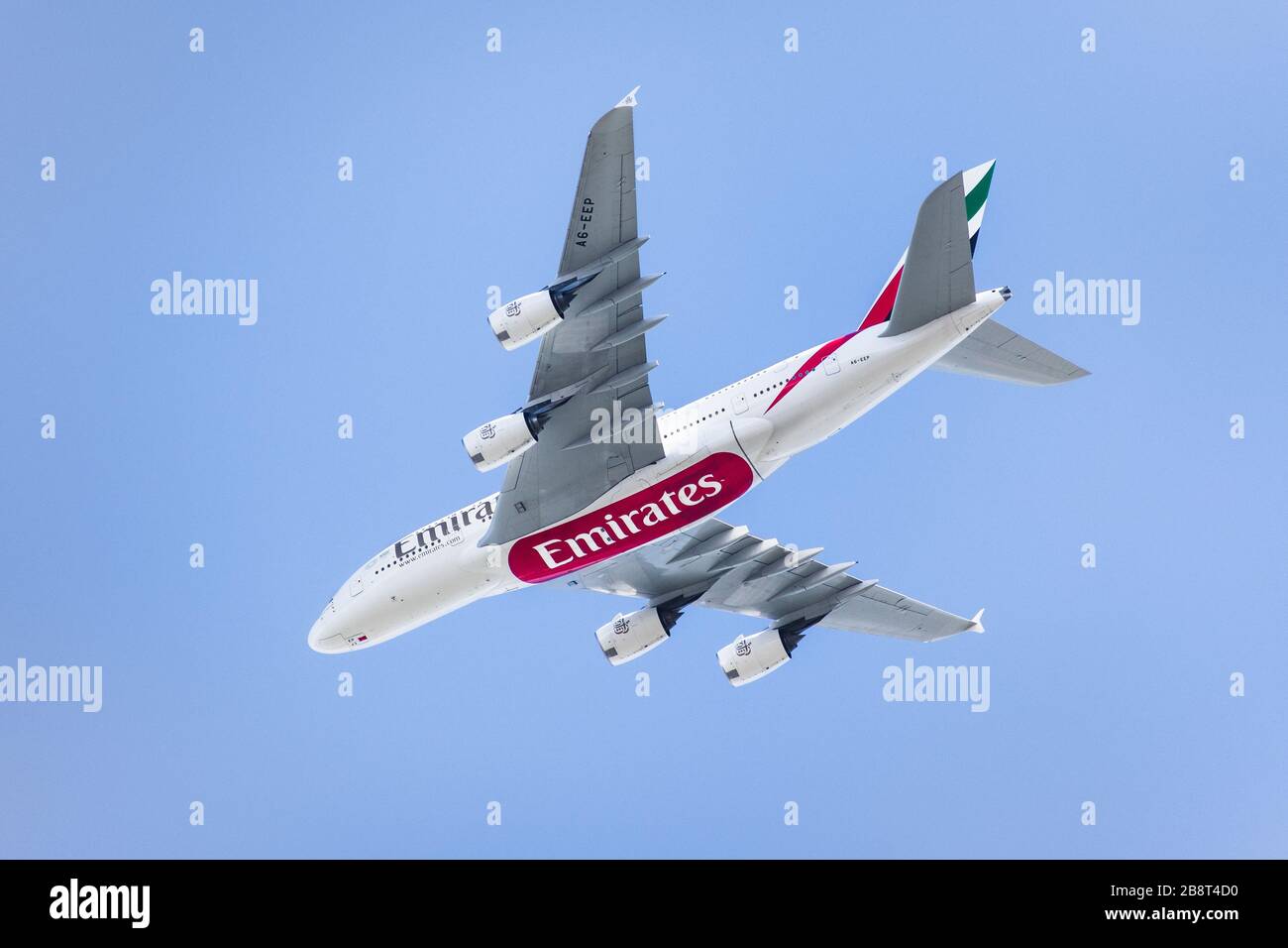 Mar 19, 2020 Palo Alto / CA / USA - Emirates Airbus A380 aircraft ...