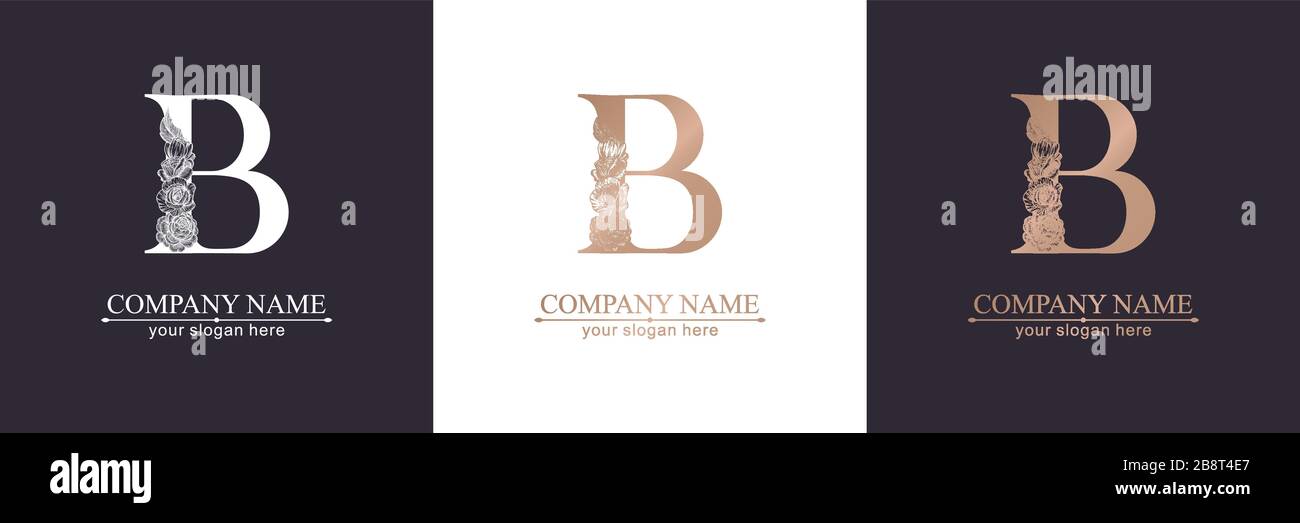 Letter B logo or monogram. For your business. Vector sign. Floral style ...