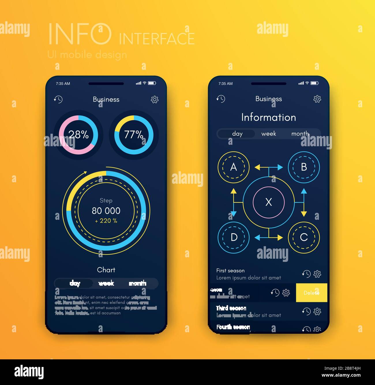 Mobile application infographic interface. Ui design, vector ...