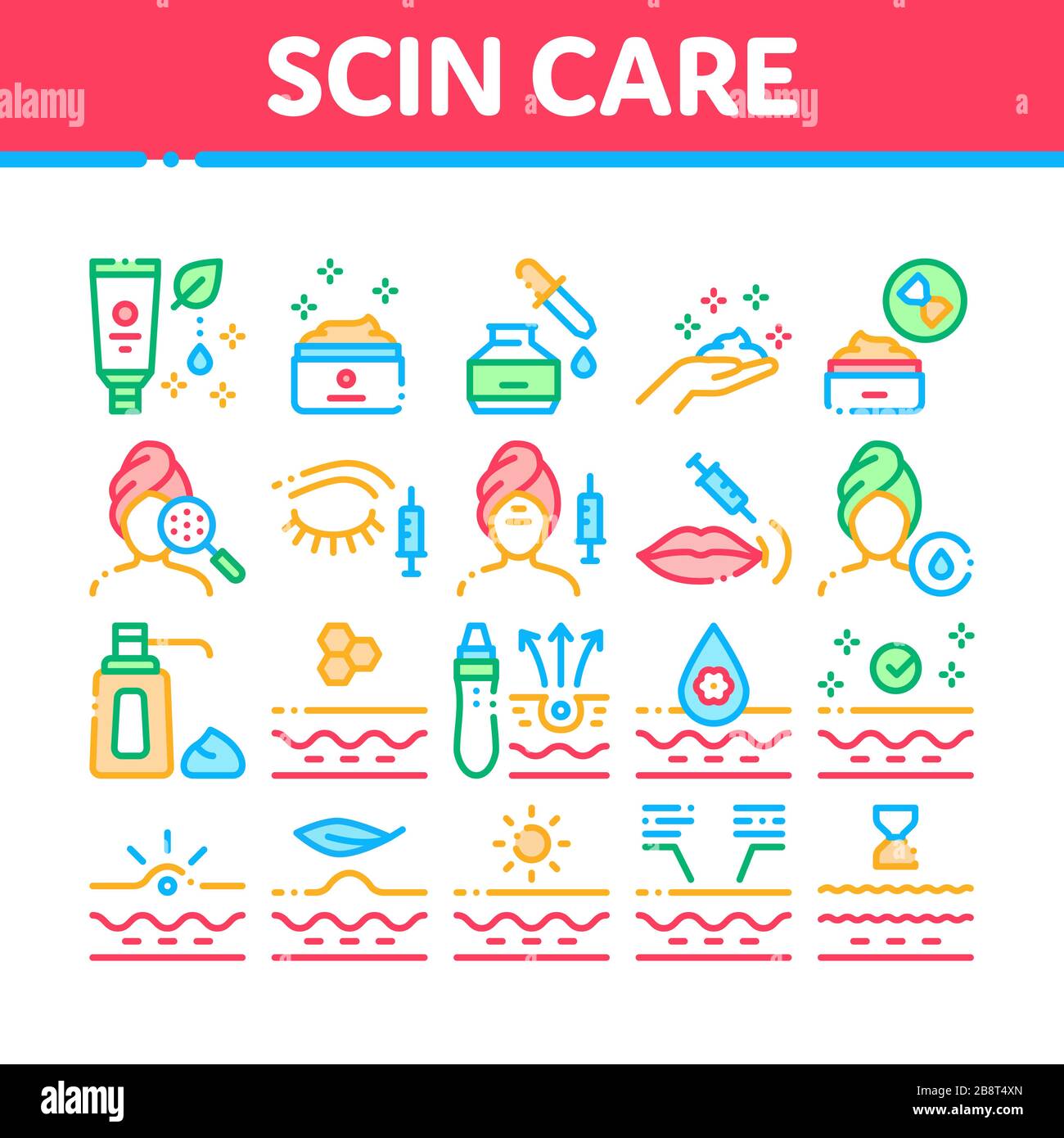 Skin Care Cosmetic Collection Icons Set Vector Stock Vector Image & Art ...