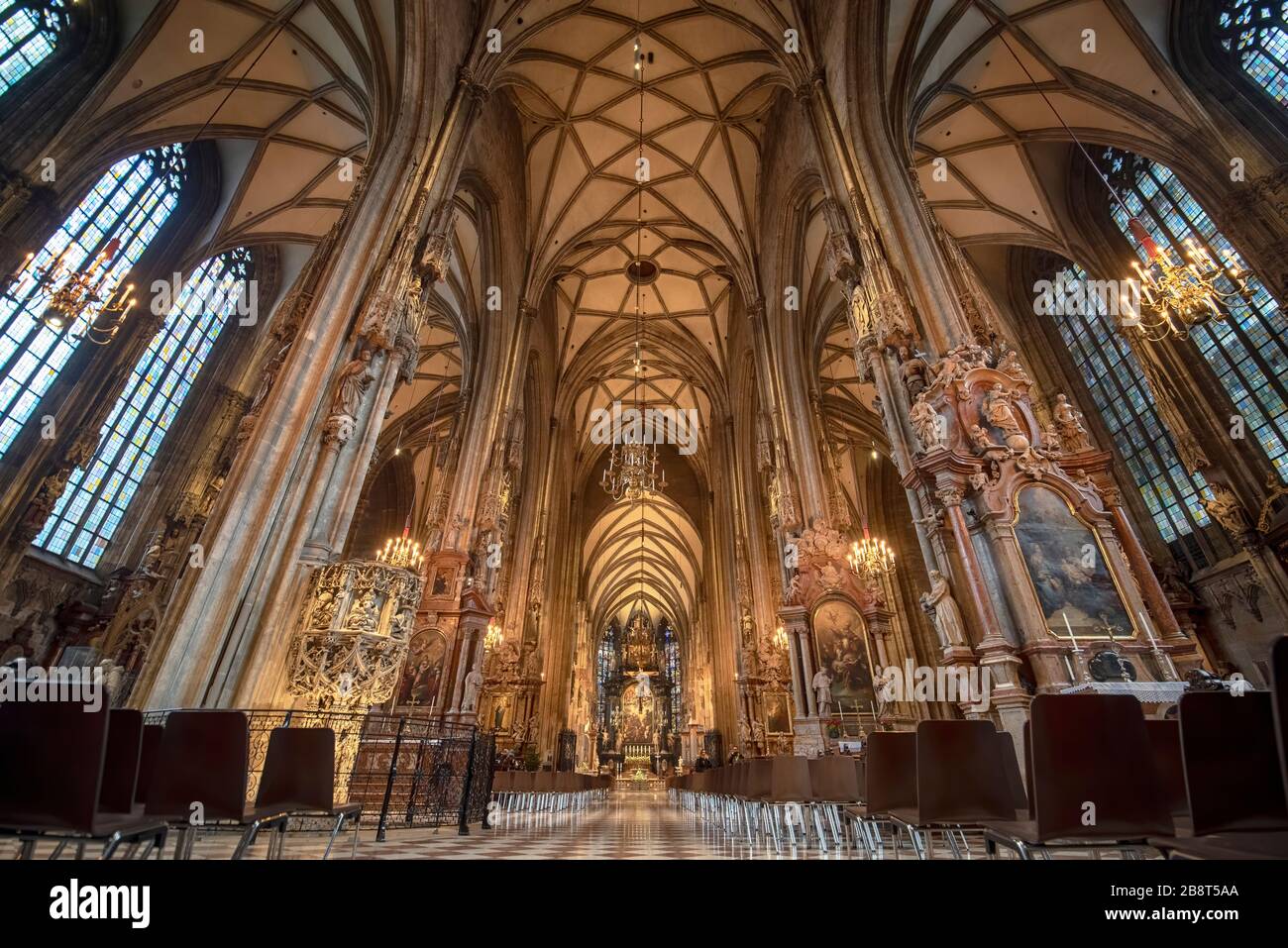 Vienna, Austria. St. Stephen's Cathedral beautiful interior in center ...