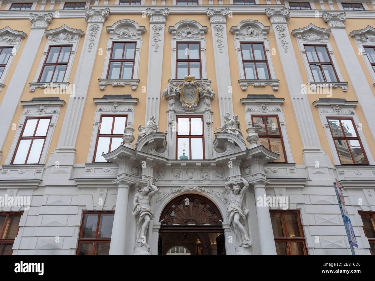 Facade of Baroque palace Palais Kinsky or Palais Daun-Kinsky, a ...