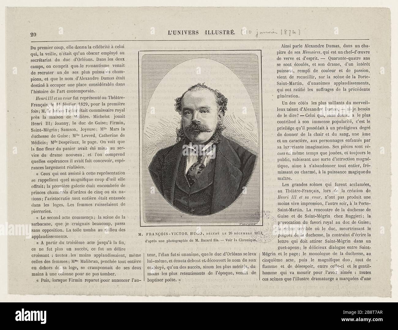 Mr. François-Victor Hugo, who died December 26, 1873 Stock Photo - Alamy