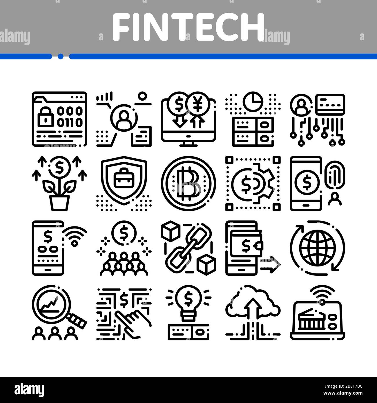 Fintech Innovation Collection Icons Set Vector Stock Vector Image & Art ...