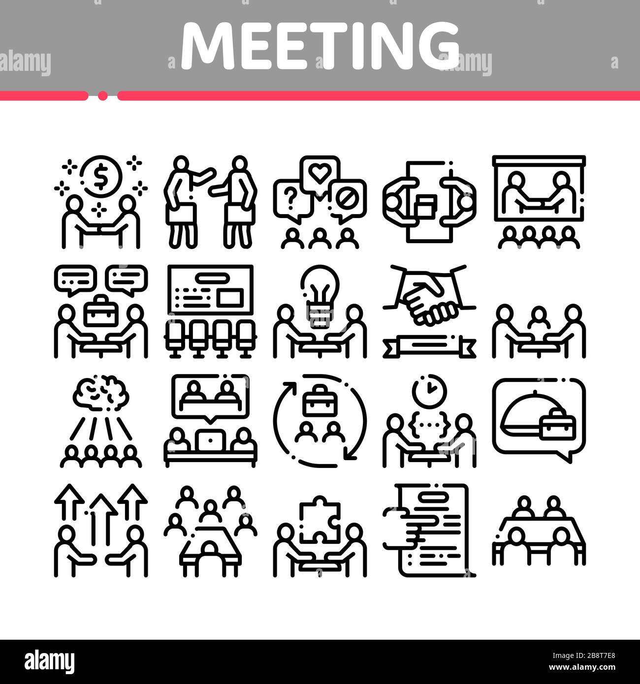 Business Meeting Conference Icons Set Vector Stock Vector Image & Art ...