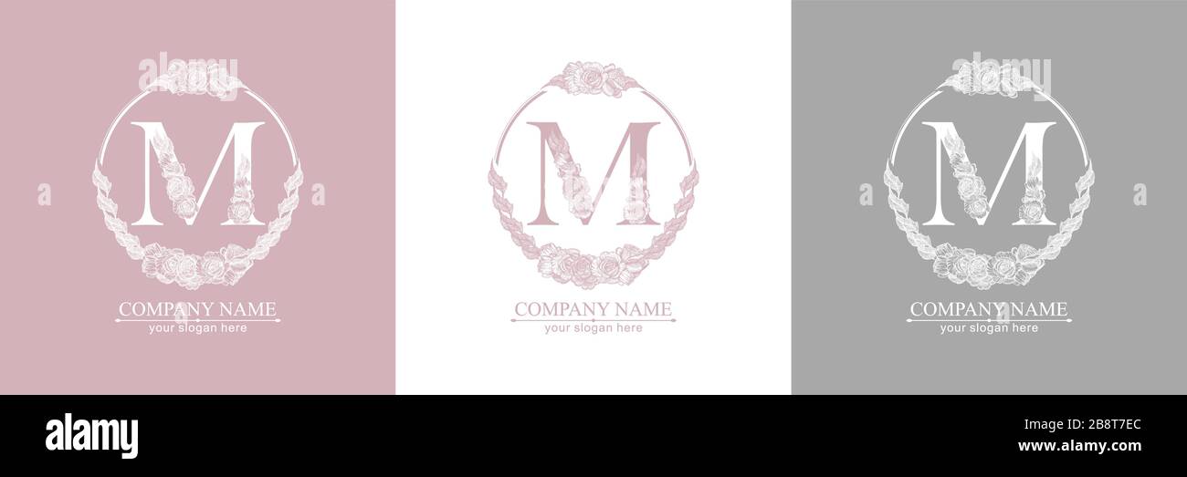 Letter M logo or monogram. For your business. Vector sign. Floral style ...
