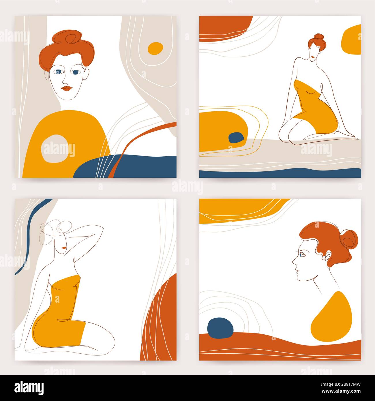 Modern collage style abstract design with women in warm colors Stock ...