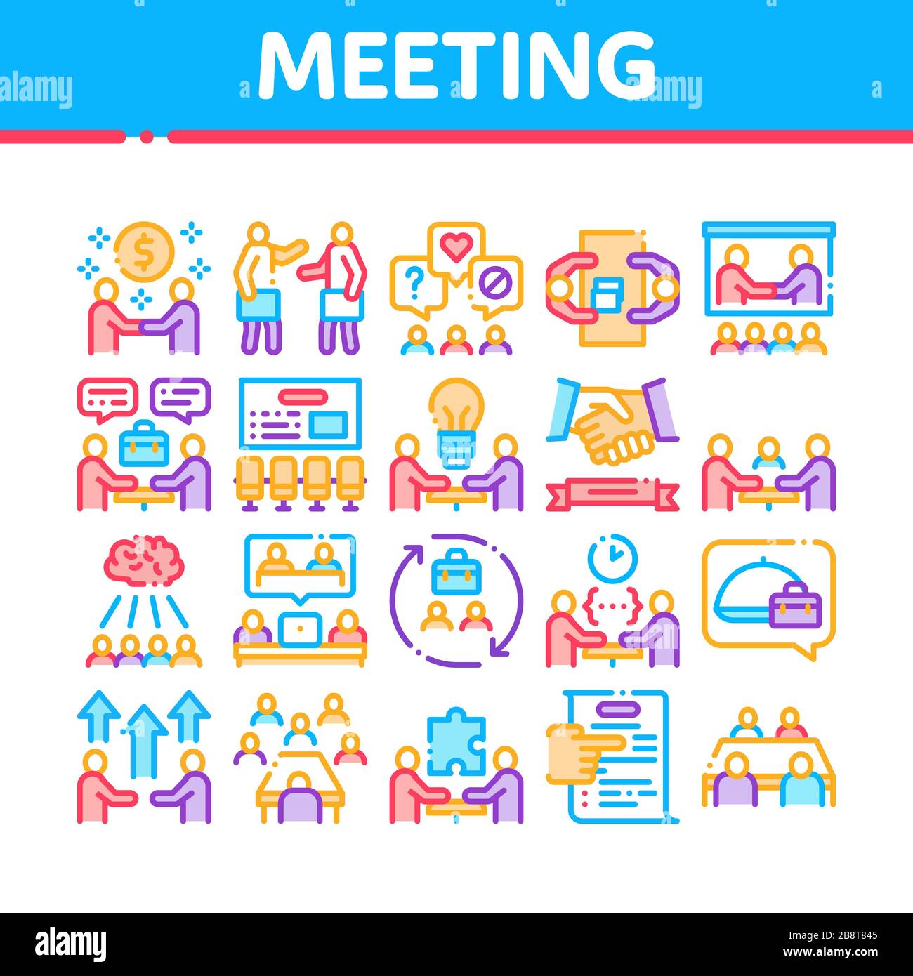 Business Meeting Conference Icons Set Vector Stock Vector Image & Art ...