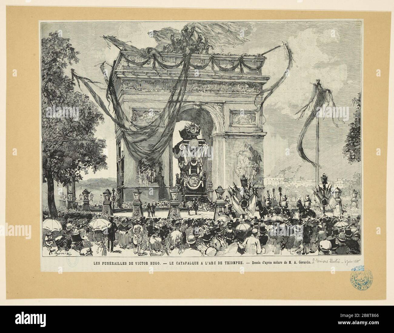 Victor Hugo's funeral. - The catafalque at the Arc de Triomphe Stock ...