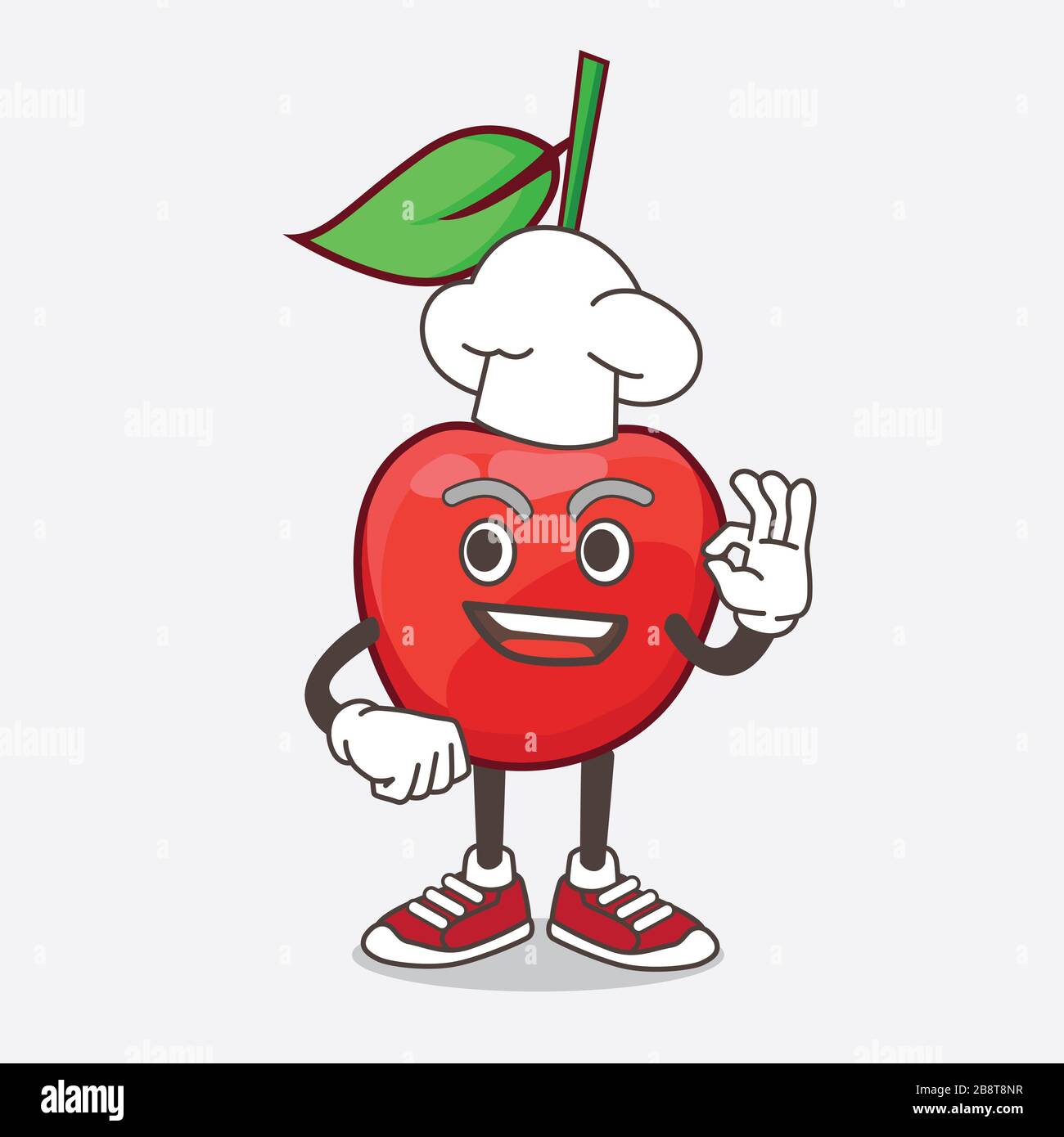 An illustration of Bing Cherry cartoon mascot character in a chef dress ...
