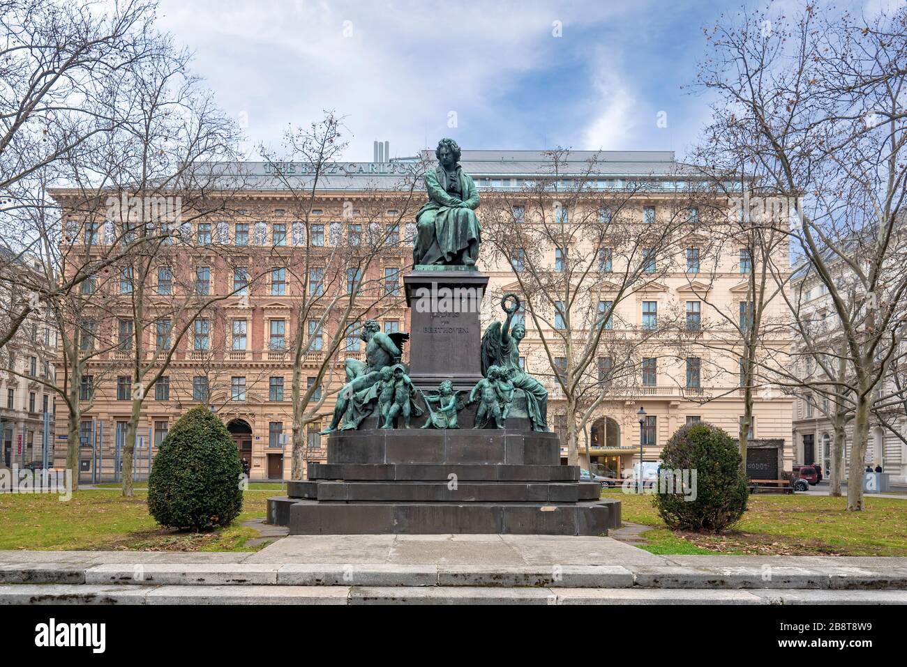 Vienna, Austria. Beethoven monument on the Beethovenplatz square in ...
