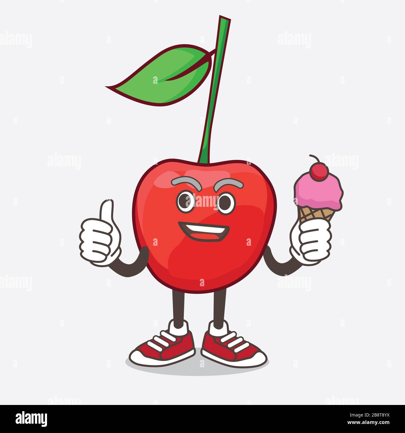 An illustration of Bing Cherry cartoon mascot character eating an ice ...