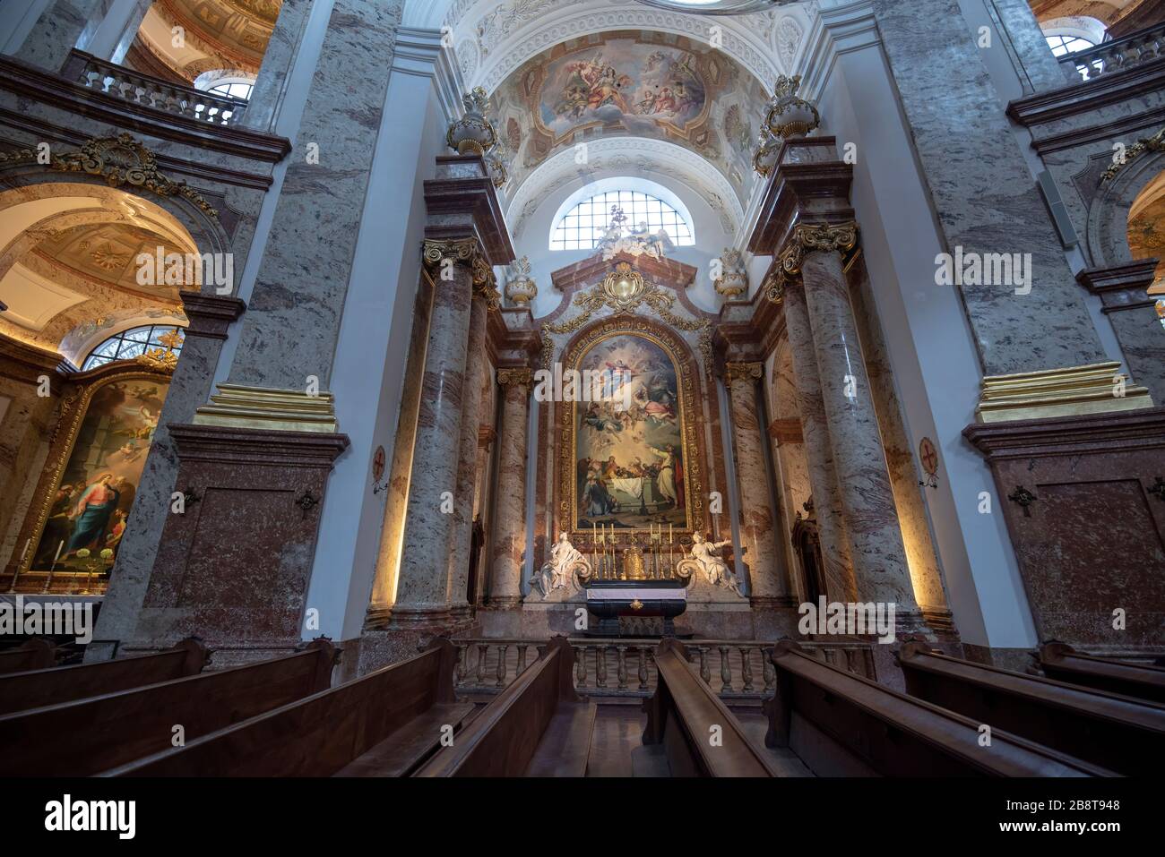 Vienna, Austria - Karlskirche or St. Charles Church interior. It is a ...