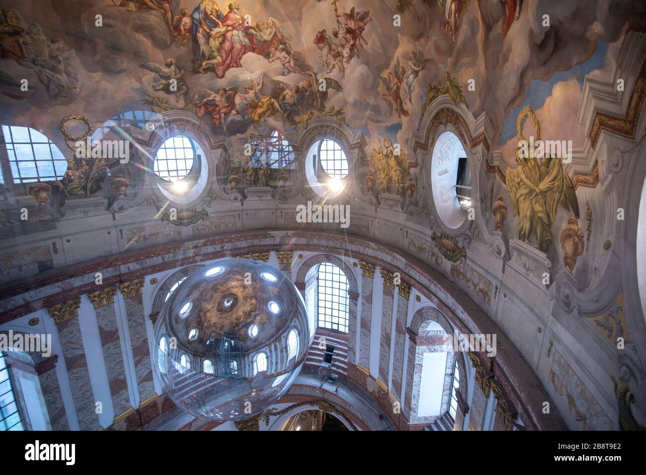 Vienna, Austria - Karlskirche or St. Charles Church interior. It is a ...