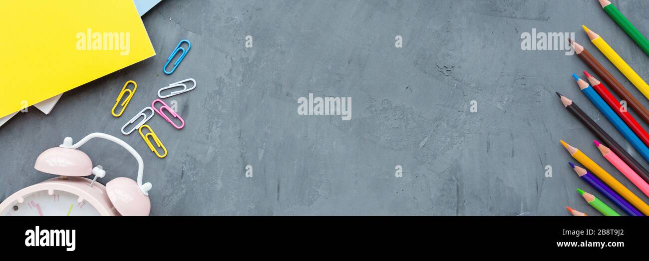 Back to School background with place for text. Horizontal banner for ...