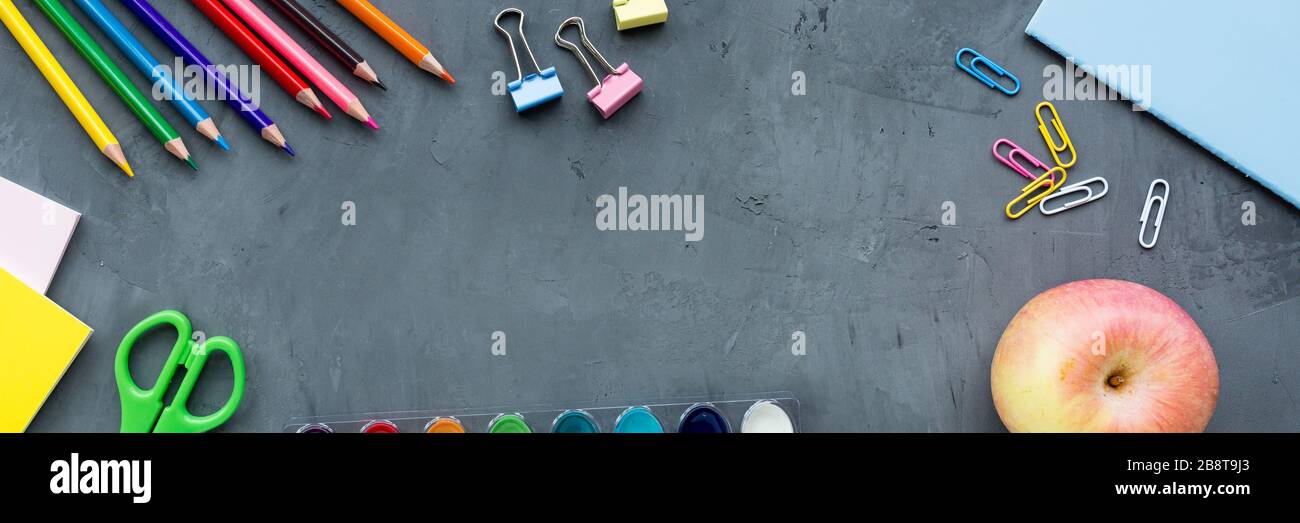 Back to School background with place for text. Horizontal banner for ...