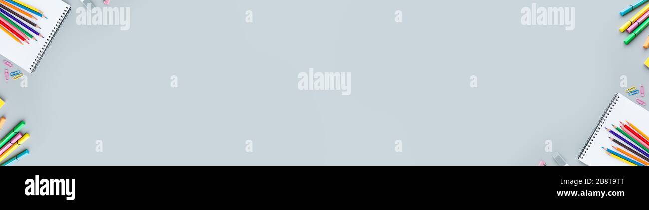 Back to School background with place for text. Horizontal banner for ...