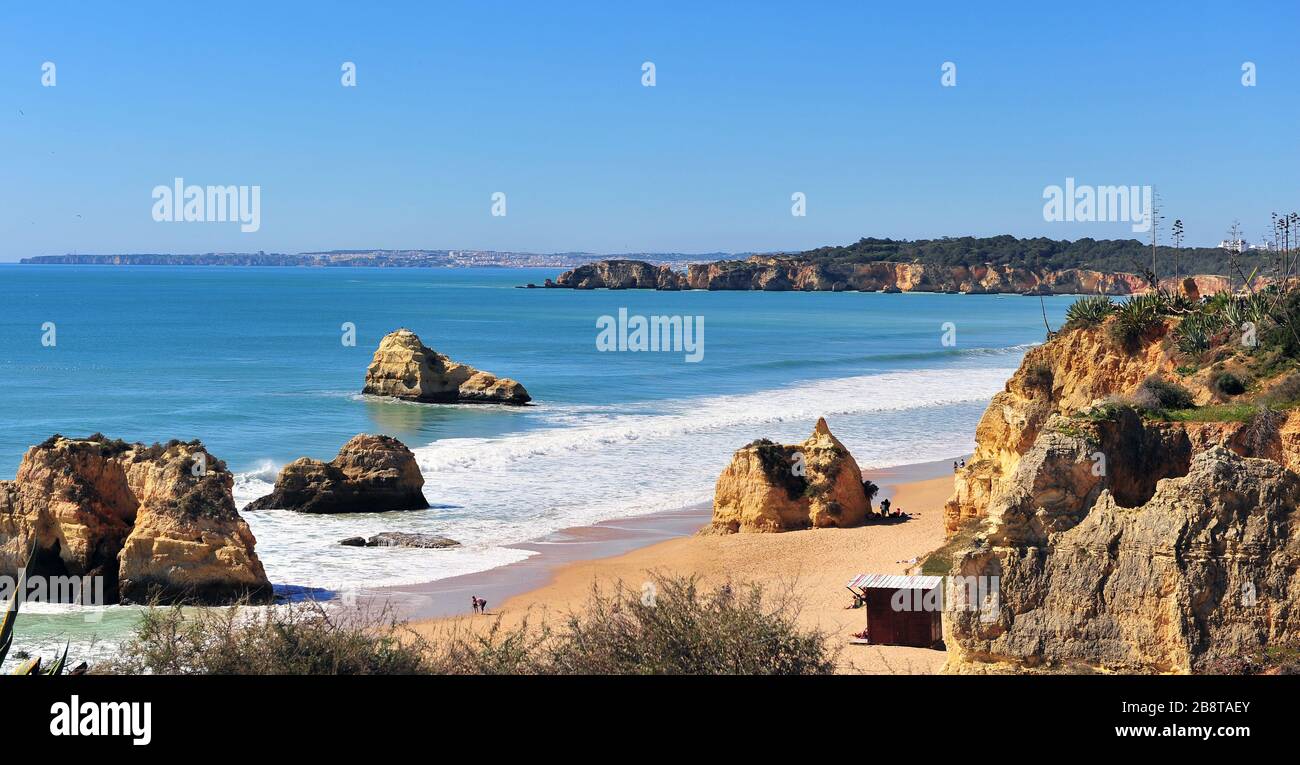 Amazing view of public sand beach in Portimao, Portugal Stock Photo - Alamy
