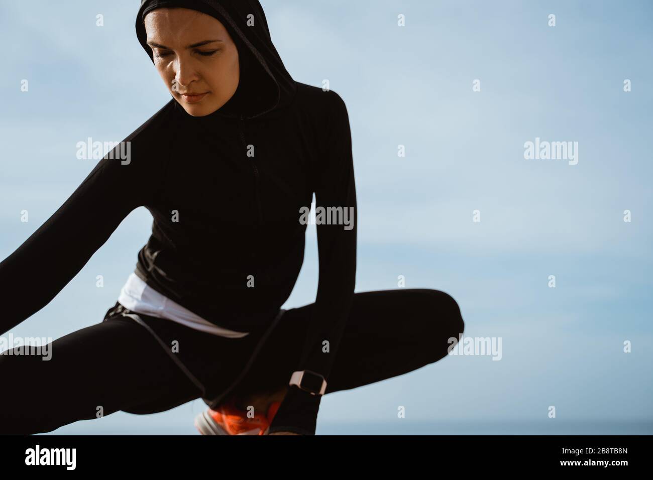 attractive sport muslim woman with hijab exercise outdoor Stock Photo ...