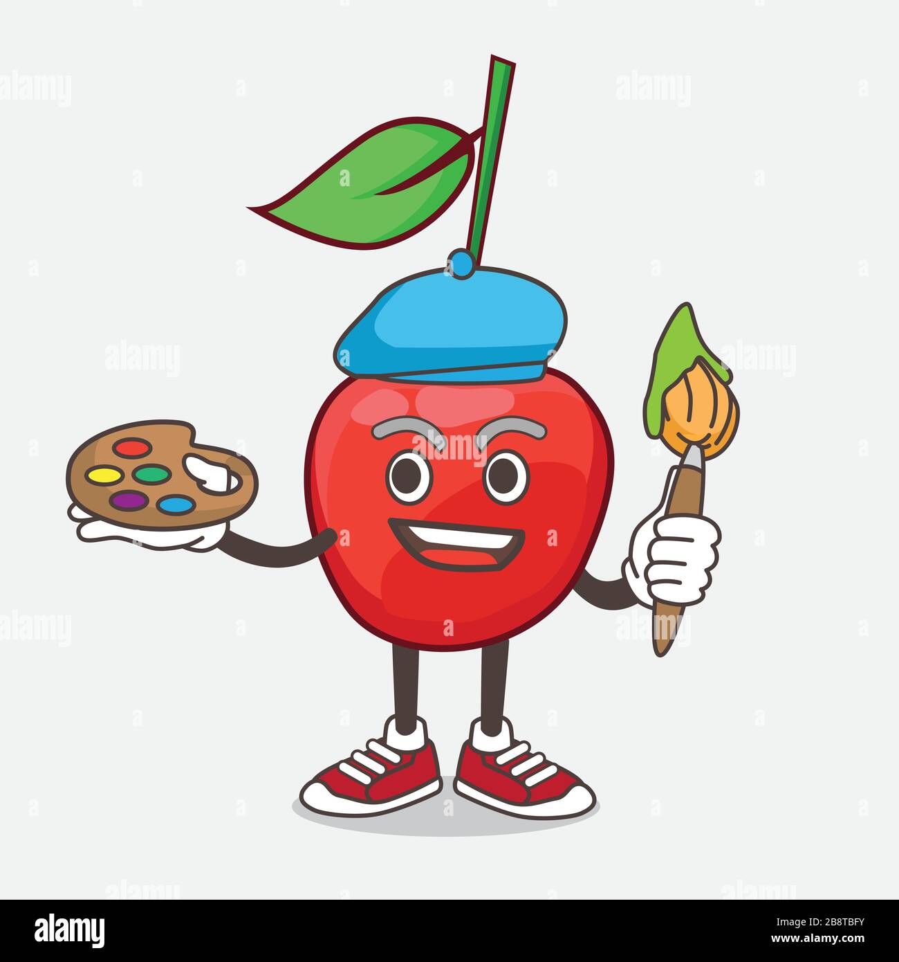 Red Bing Cherry Mascot Character Vector Illustration Stock Vector Image ...