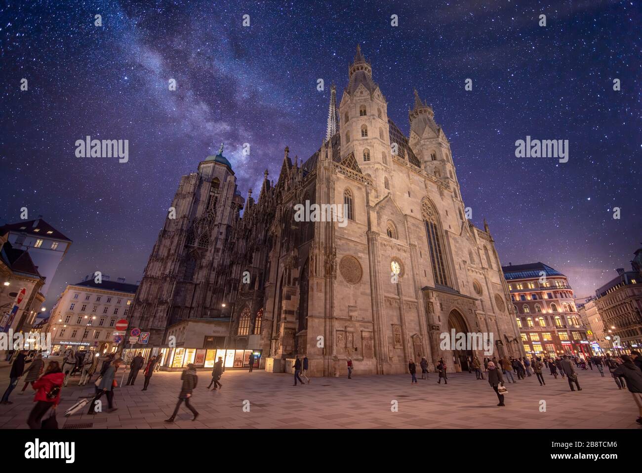Vienna, Austria - Stephen's Cathedral at night in center of Wien. Roman ...