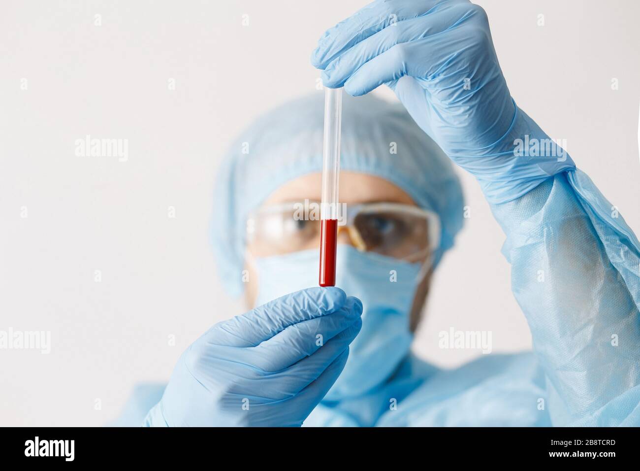 Close up of doctor hand holding blood sample. Medical equipment. Blood ...