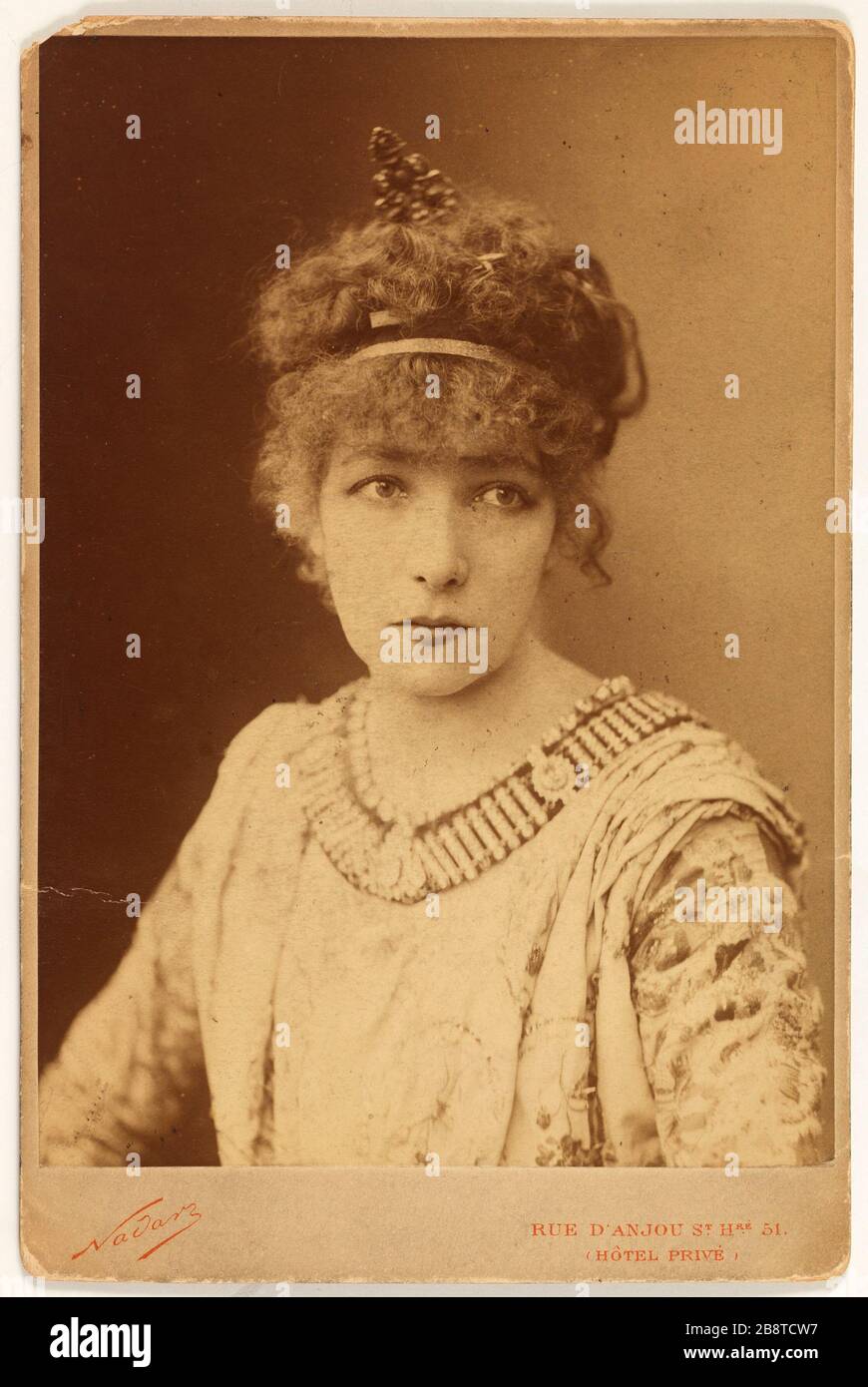Portrait of Rosine Bernard, called Sarah Bernhardt (1844-1923), actress ...