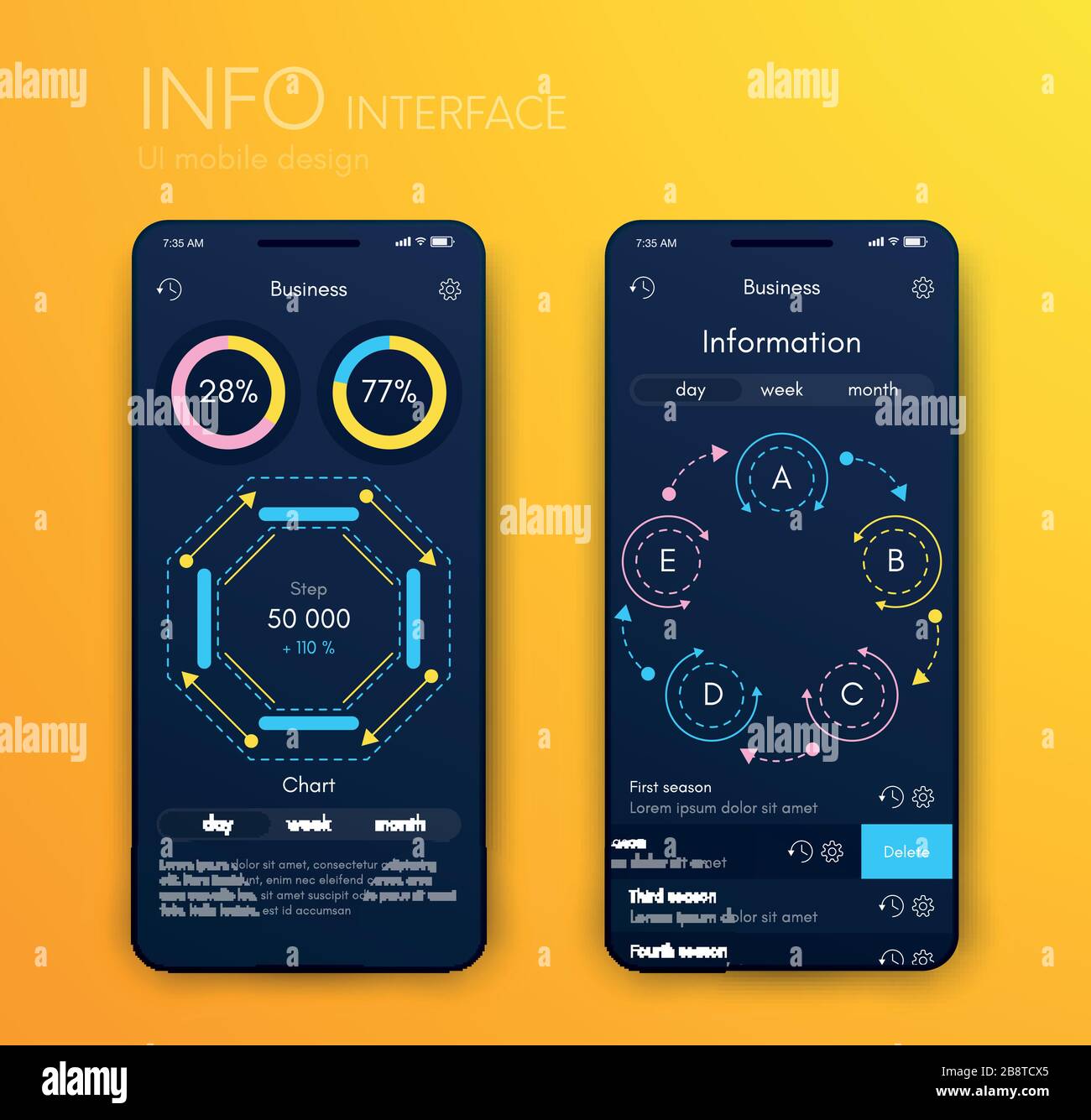 Mobile application infographic interface. Ui design, vector ...