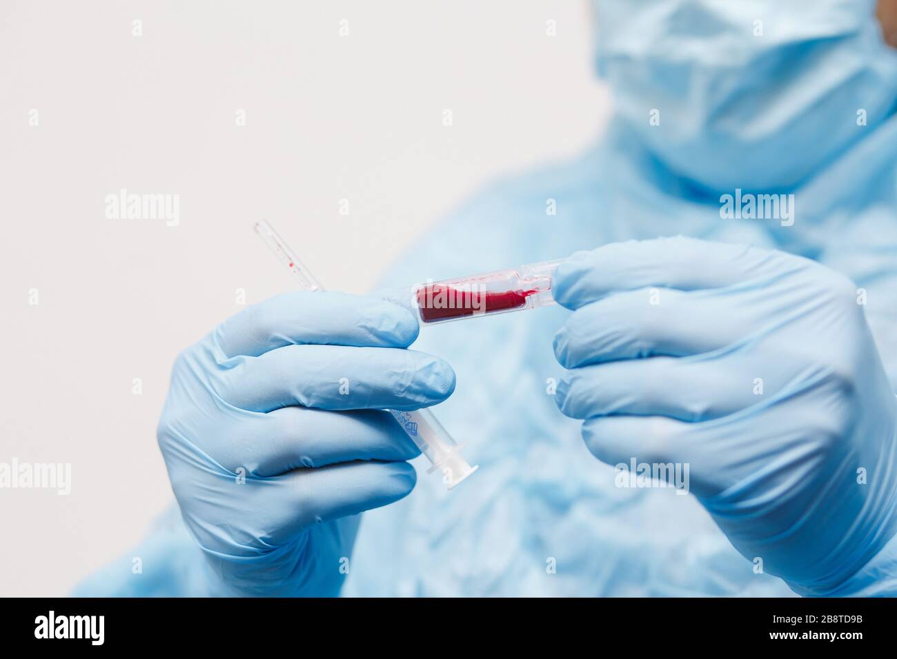 Close up of doctor hand holding blood sample. Medical equipment. Blood ...