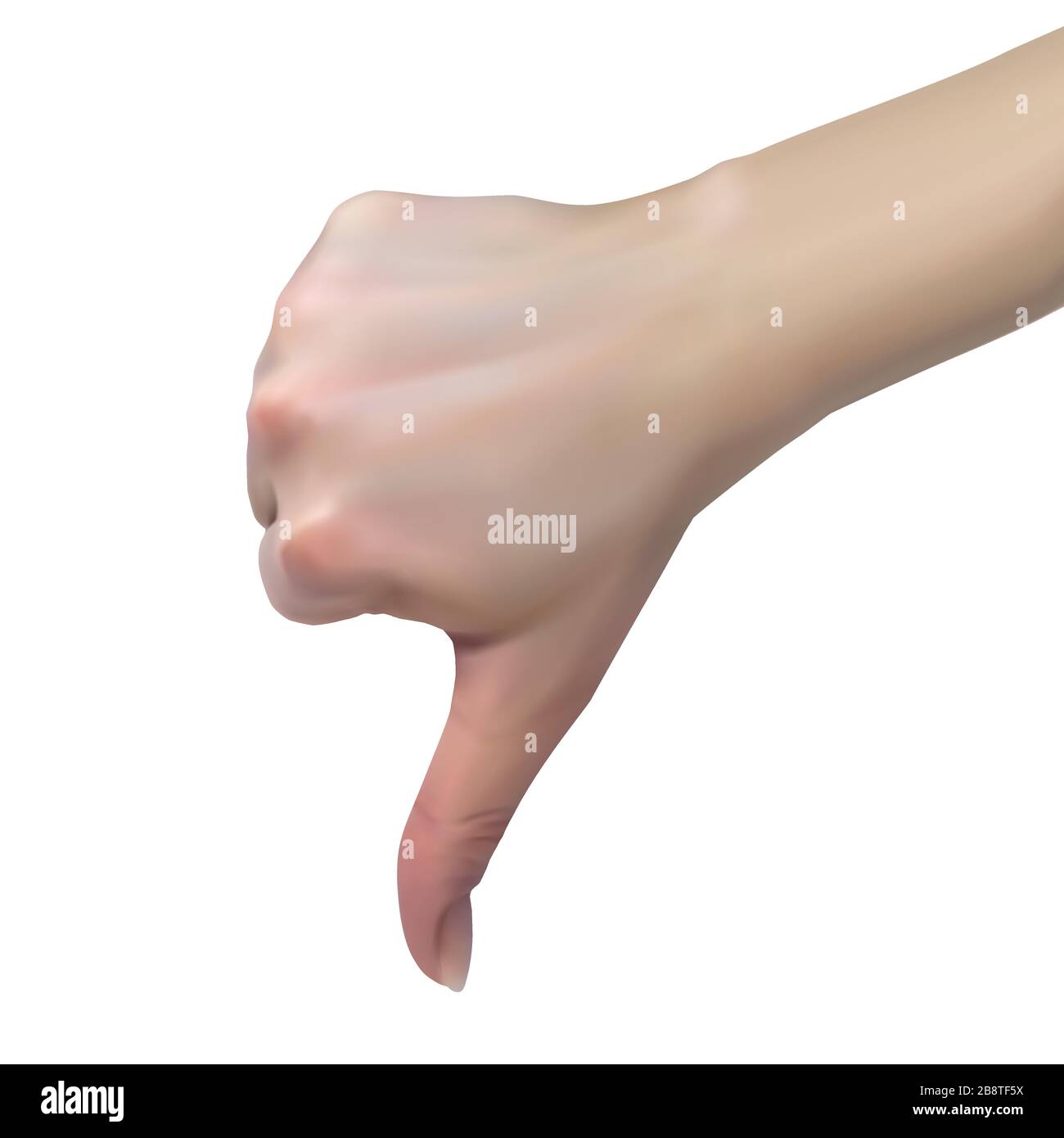 3d female hand shows dislike with thumbs down, rejection concept Stock ...