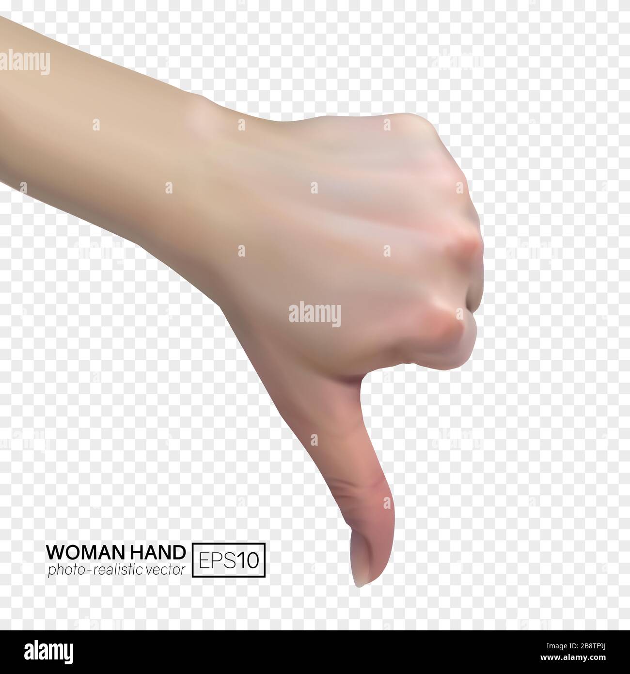3d female hand shows dislike with thumbs down, rejection concept Stock ...