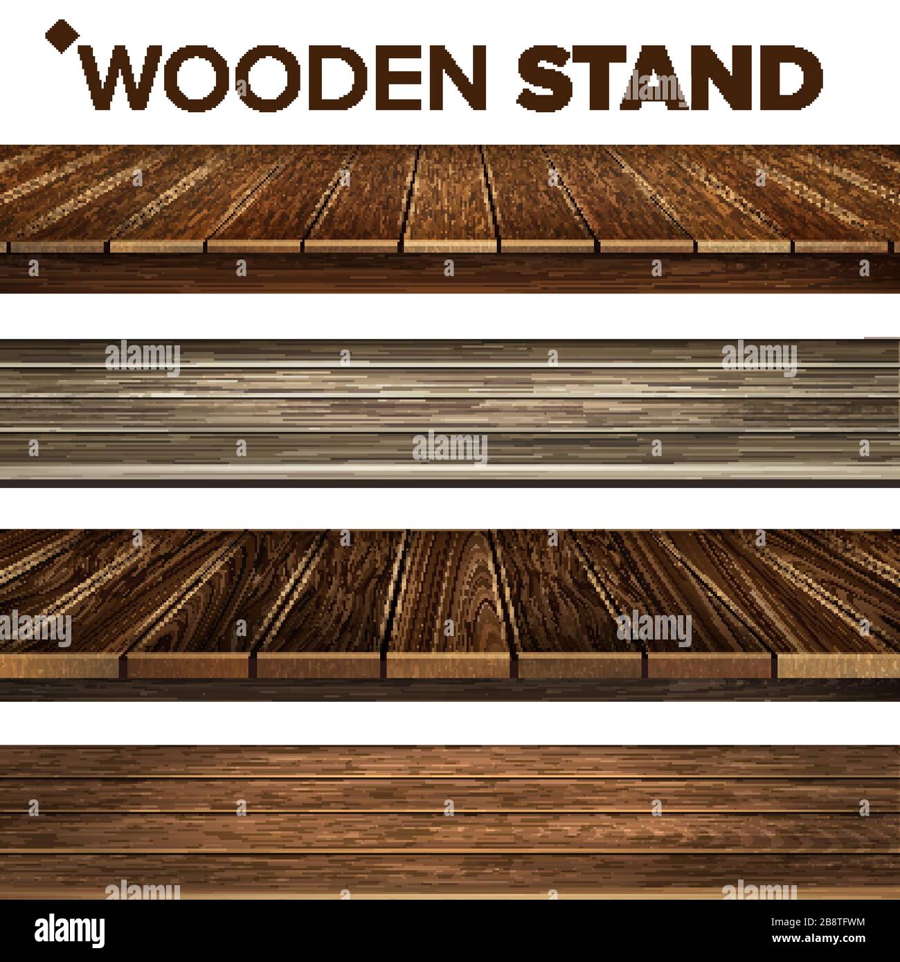 Wooden Stand And Platform Collection Set Vector Stock Vector Image ...
