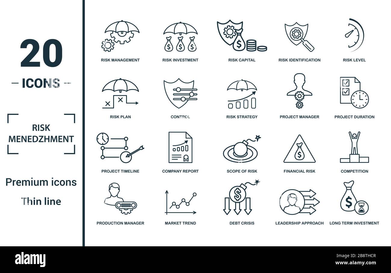 Risk Management icon set. Include creative elements risk management ...