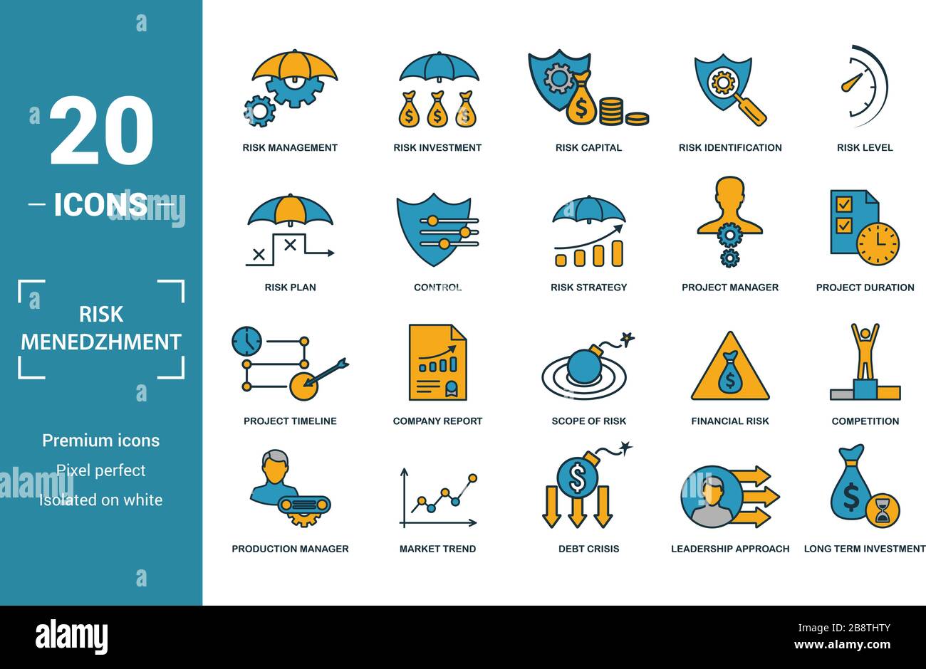 Risk Management icon set. Include creative elements risk management ...