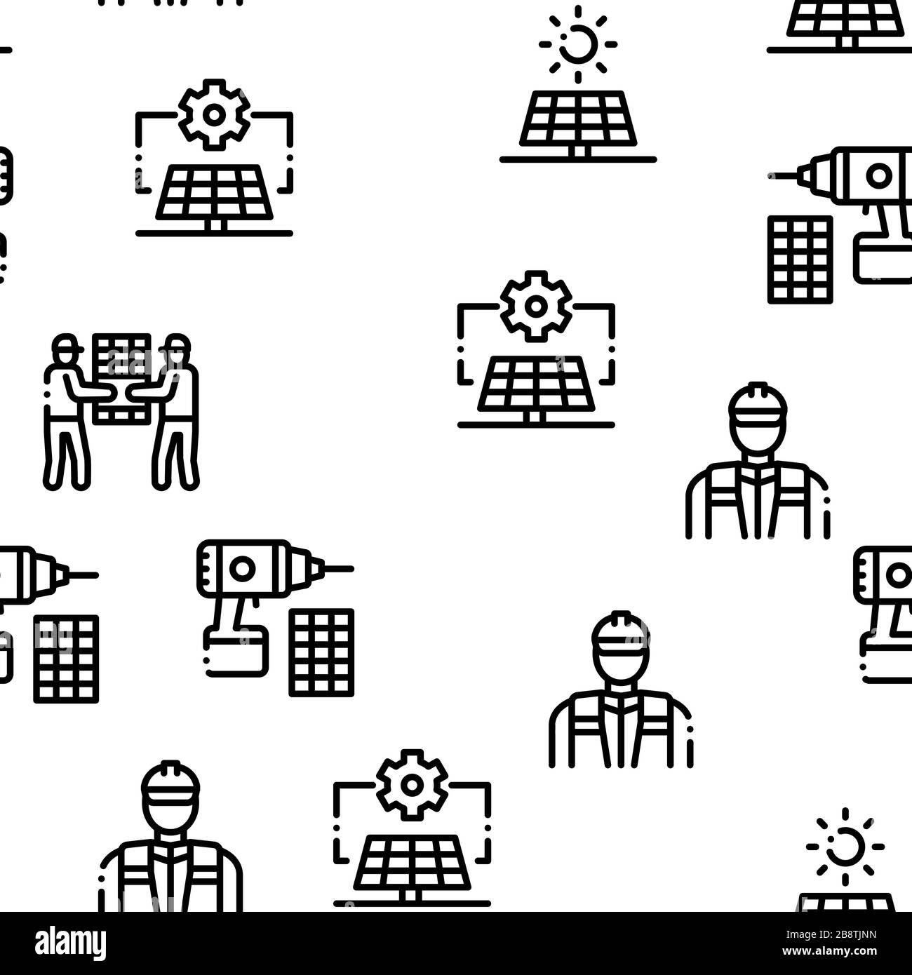 Solar Energy Technicians Seamless Pattern Vector Stock Vector Image ...