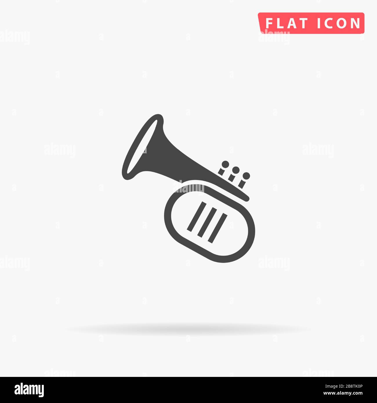 Trumpet flat vector icon. Glyph style sign. Simple hand drawn ...