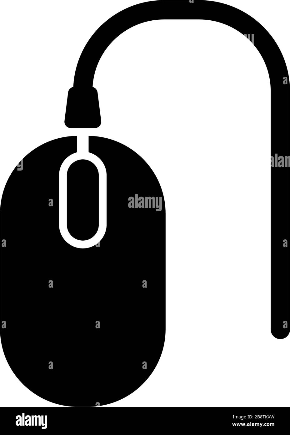 Wired Computer Mouse, Pointing Device. Flat Vector Icon illustration. Simple black symbol on ...