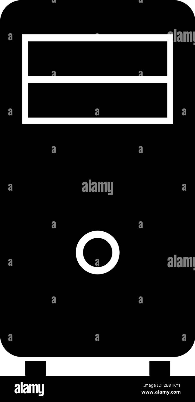 Computer Case Tower, PC System Case. Flat Vector Icon illustration ...
