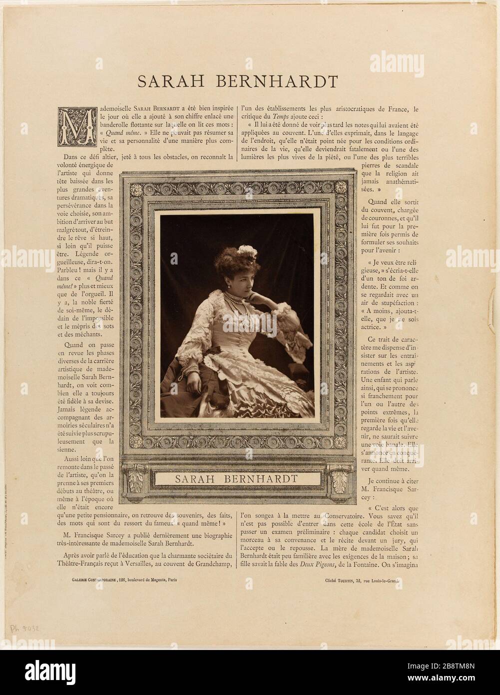 Portrait of Sarah Bernhardt (1844-1923), actress, Series Contemporary ...