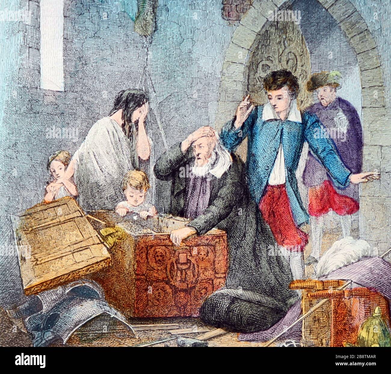 A Victorian illustration from the story 'The Mistletoe Bough'. This is ...