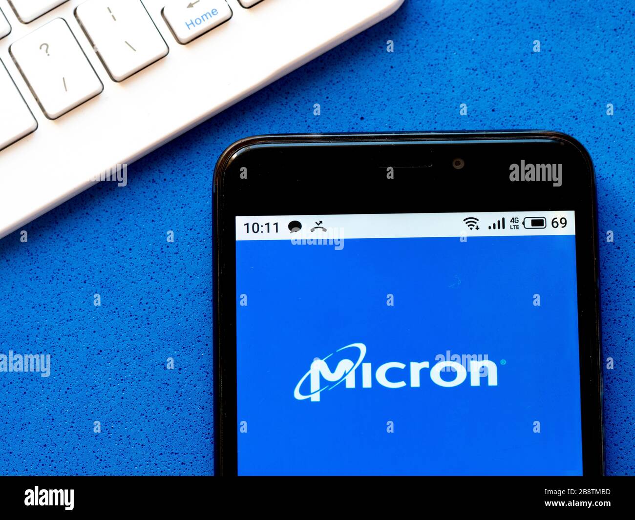 In this photo illustration Micron logo is seen displayed on a ...