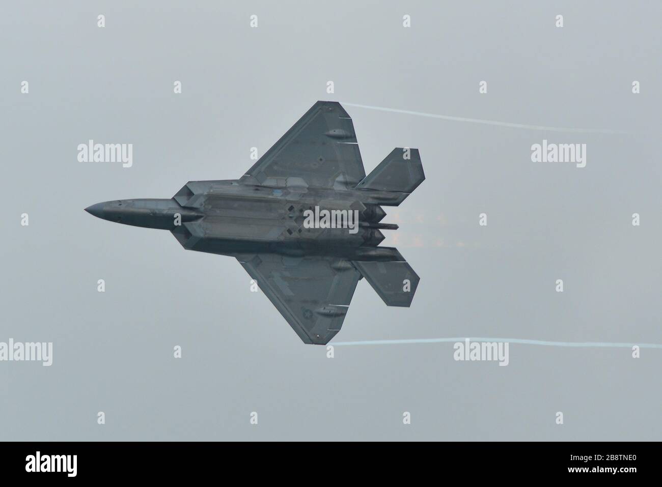 Singapore - Feb 12, 2020. USAF Lockheed Martin F-22 Raptor flying for ...