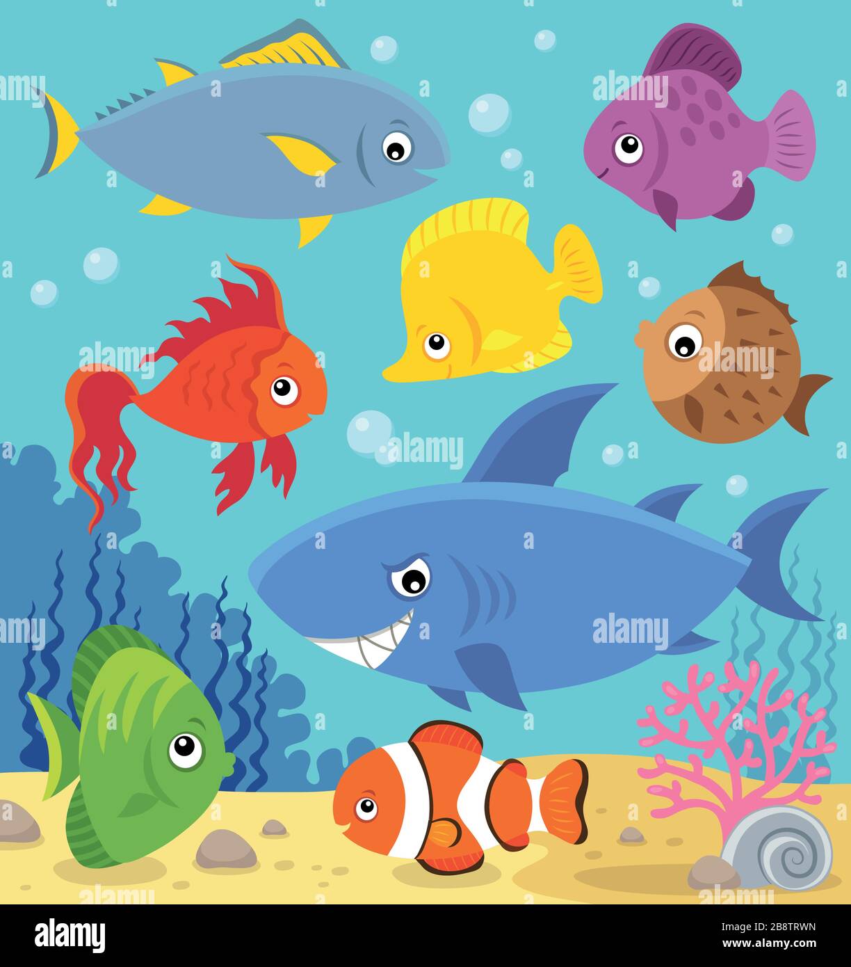 Stylized fishes topic image 5 - eps10 vector illustration Stock Vector ...