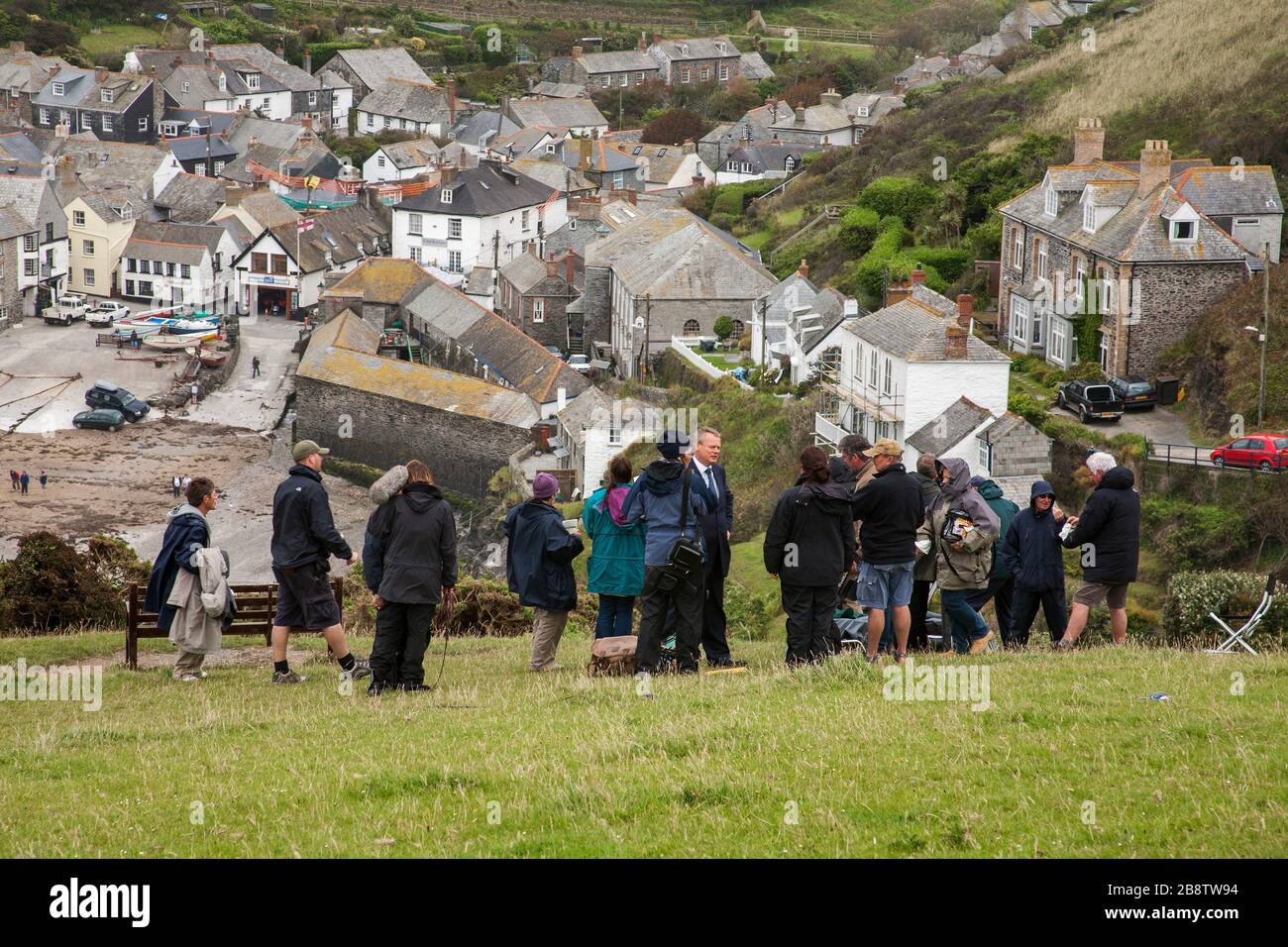 Port Issac; Filming Doc Martin; Martin Clunes; Cornwall; UK Stock Photo ...